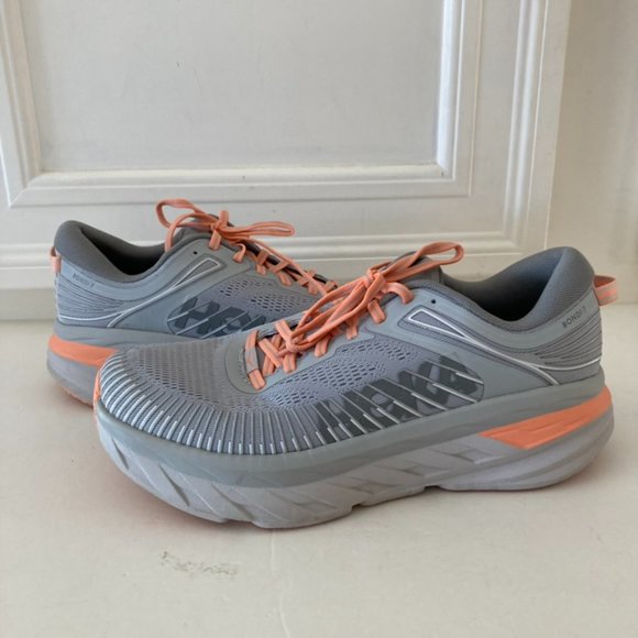 Hoka | Shoes | Hoka Bondi 7 Gray Lace Up Sneakers Sz 1 | Poshmark
